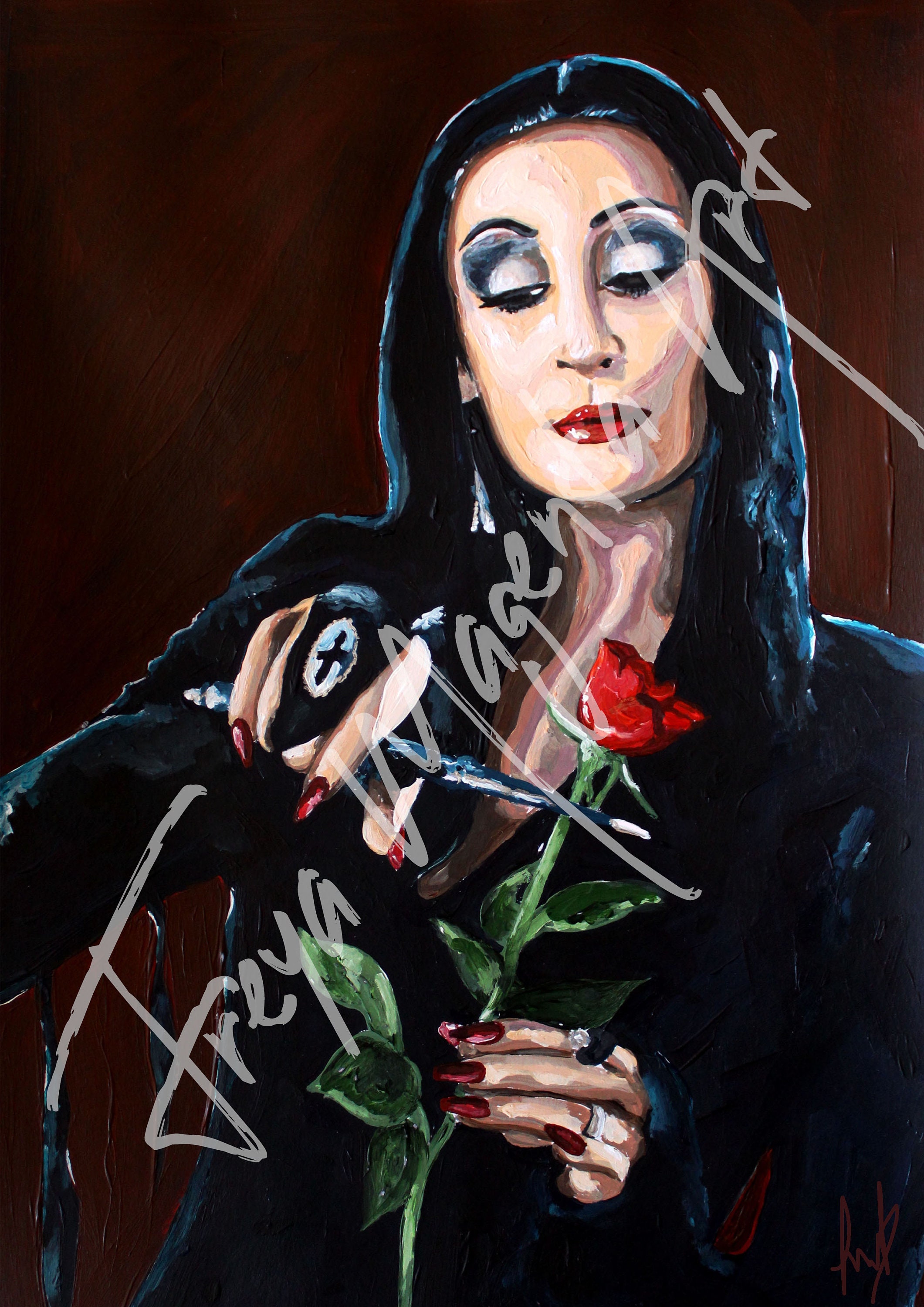 Morticia Addams... Addams Family Portraits... Gothic Art Print - Etsy UK