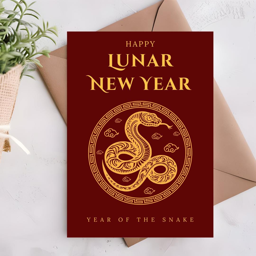 Chinese New Year Card Template, Lunar New Year 2025, Chinese ...