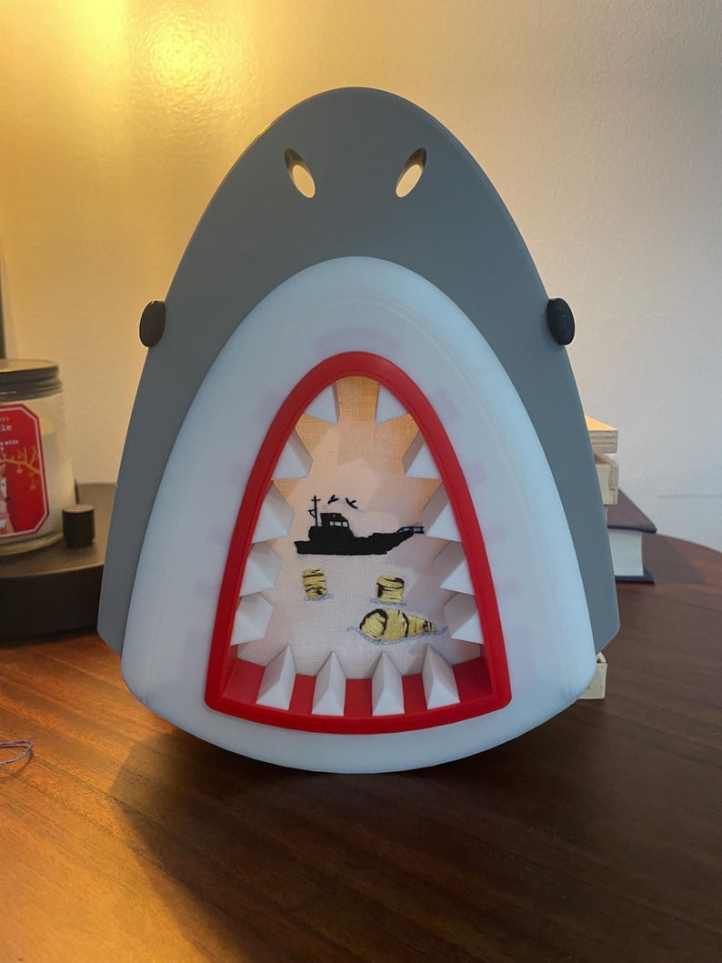 3d-printed Shark Head Wall Art With Hand-embroidered Jaws-inspired ...