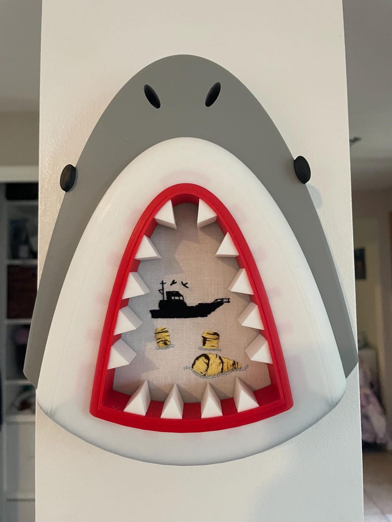 3d-printed Shark Head Wall Art With Hand-embroidered Jaws-inspired ...