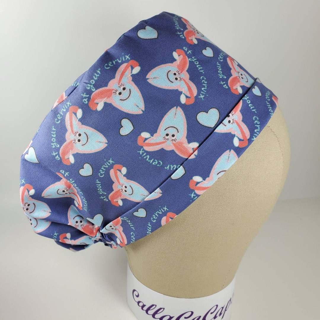 Blue At Your Cervix Pixie Scrub Cap With Elastic And Cord Lock Etsy