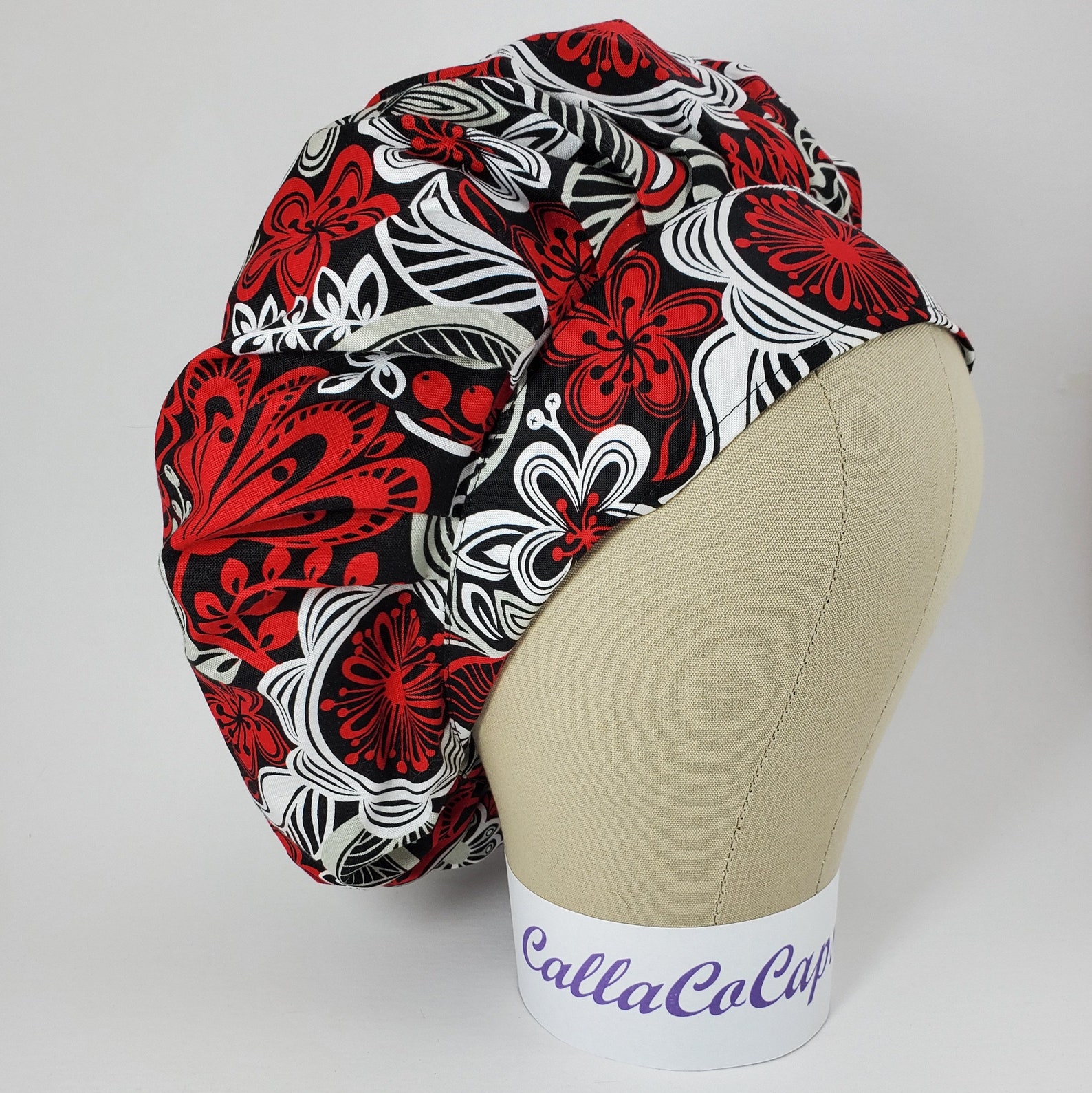 Floreo Floral Bouffant Scrub Cap With Elastic And Cord Lock Etsy