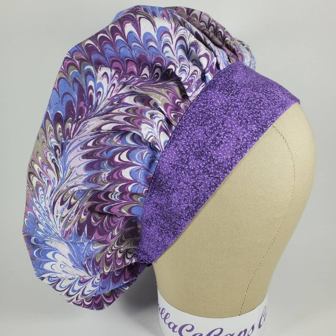 Purple Oil Slick BOUFFANT Scrub Cap With Elastic and Cord Lock - Etsy