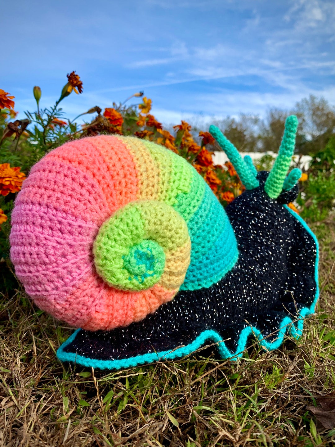 Giant Snail With Round Shell - Custom Crochet Snail Stuffie - Extra ...