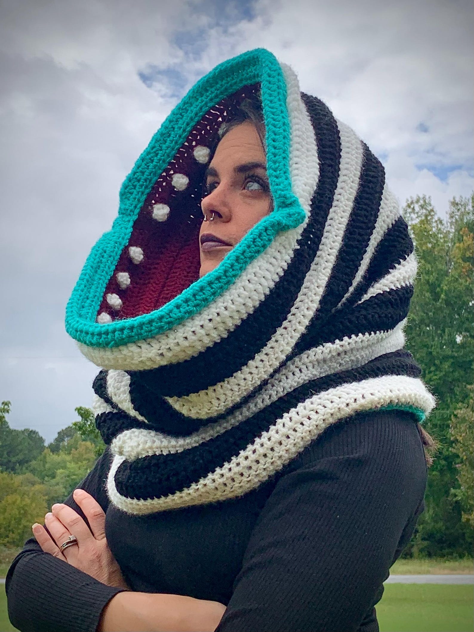 Crochet Sand Worm Cowl - Striped Desert Monster Scarf - Undead Ghost ...