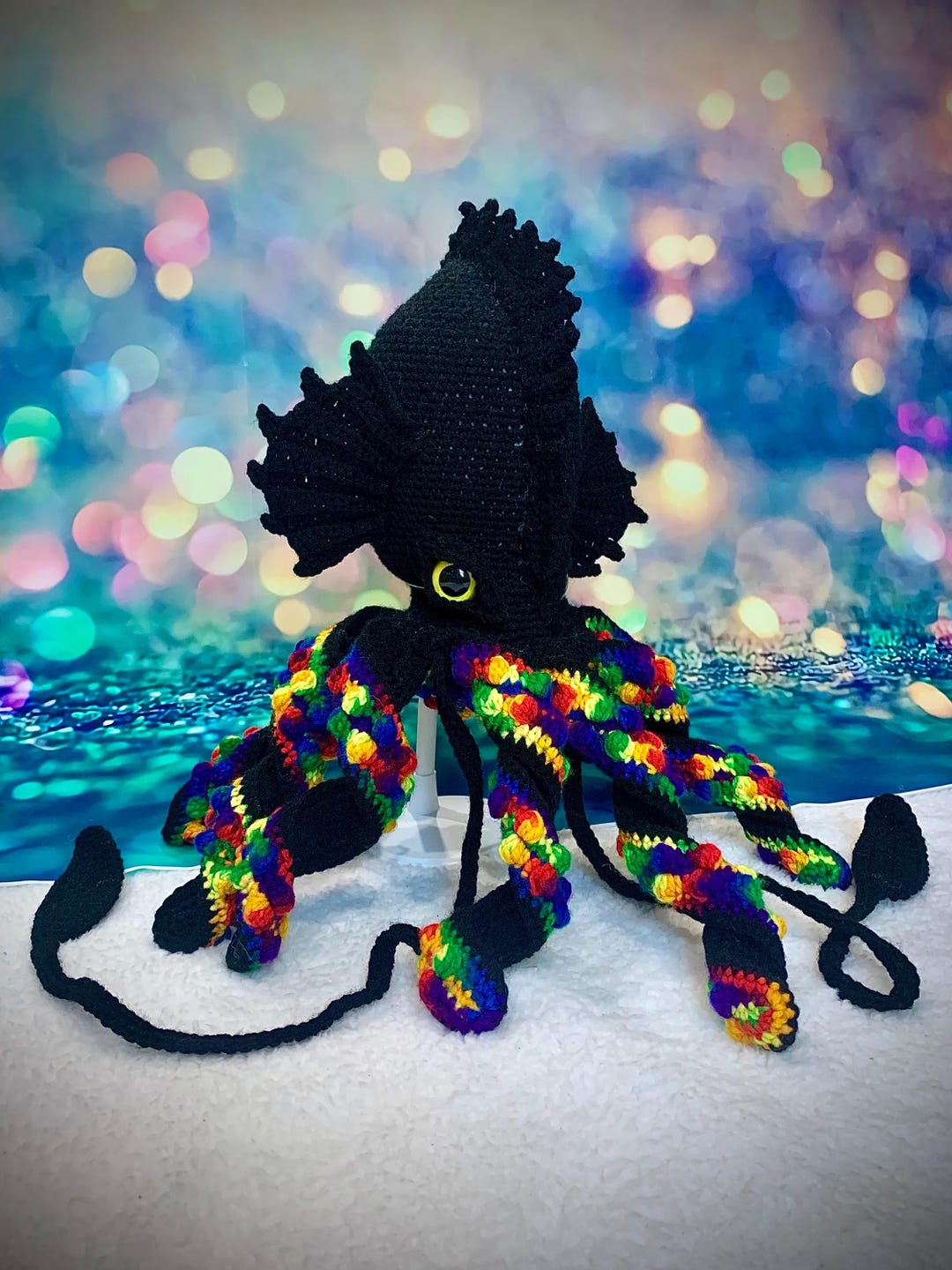 Crochet Kraken in 'gothic Rainbow' - Large Creepy Cryptid Stuffie ...
