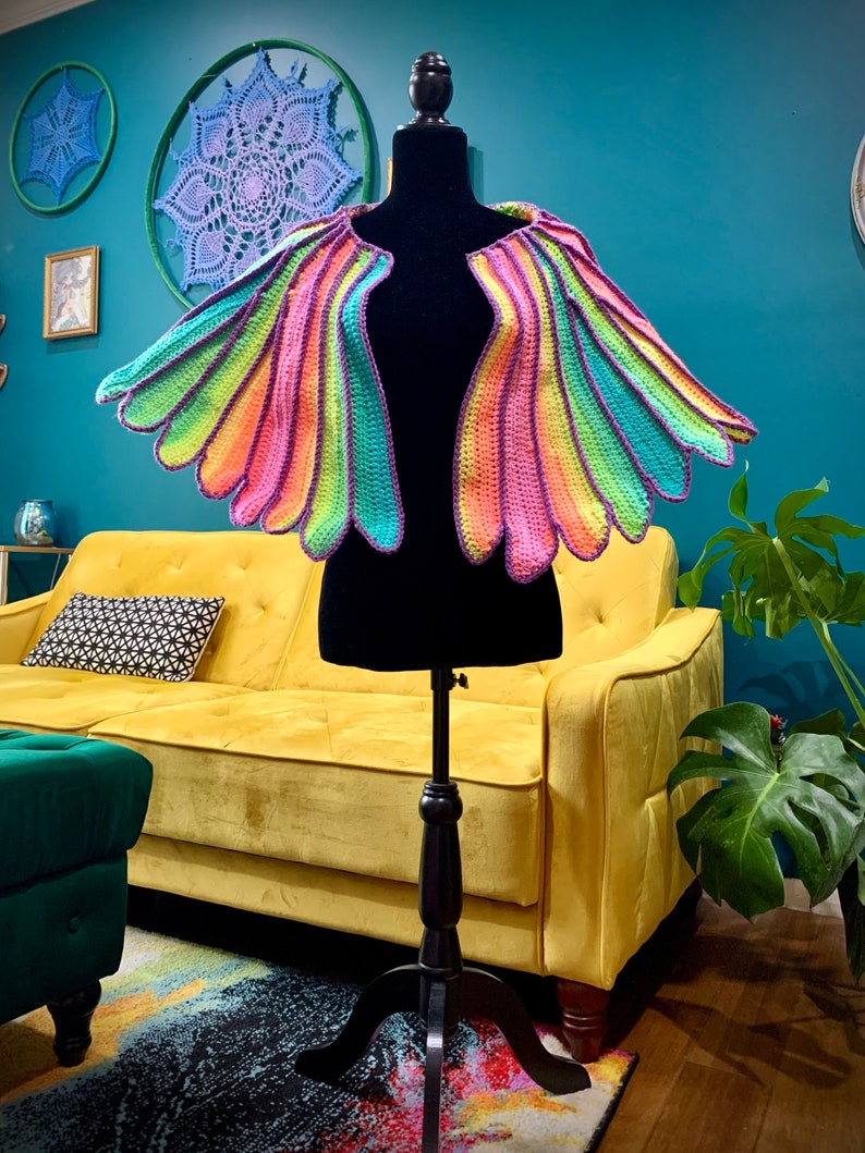 Feather Wing Shawl - Child Sized Crochet Cape - Fairy Angel Bird Wings ...