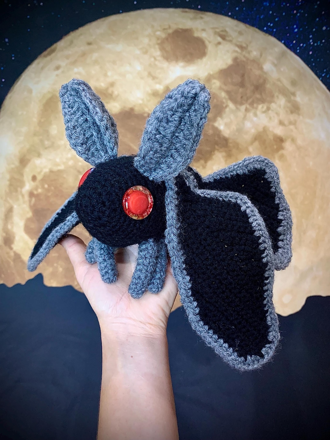 Crochet Mothman Mothball - Cuddly Cryptid Creature - Stuffed West ...