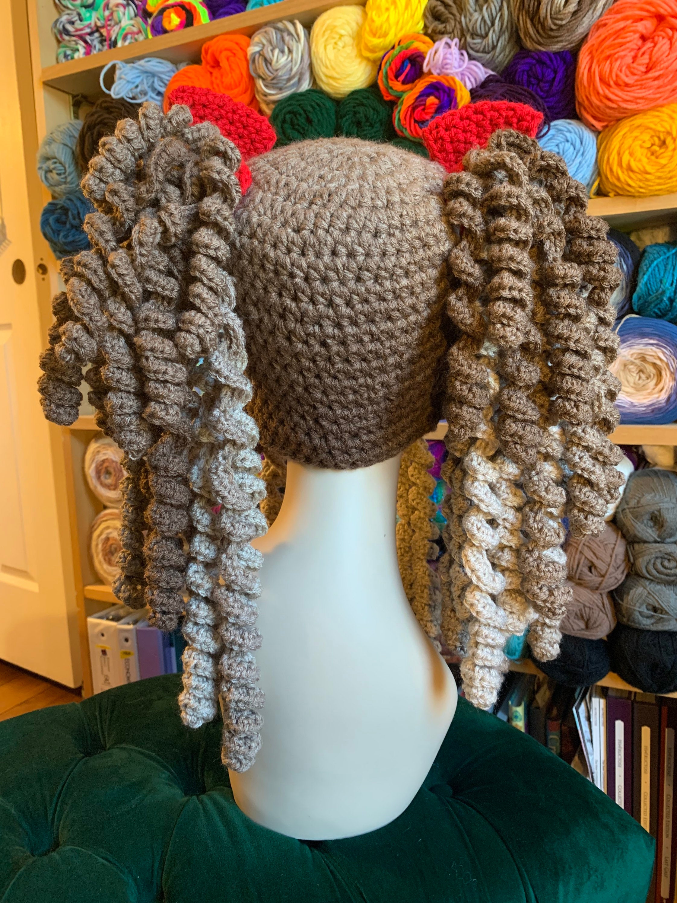 Kawaii Pigtail Hat Custom Crochet Curly Hair Beanie | Etsy