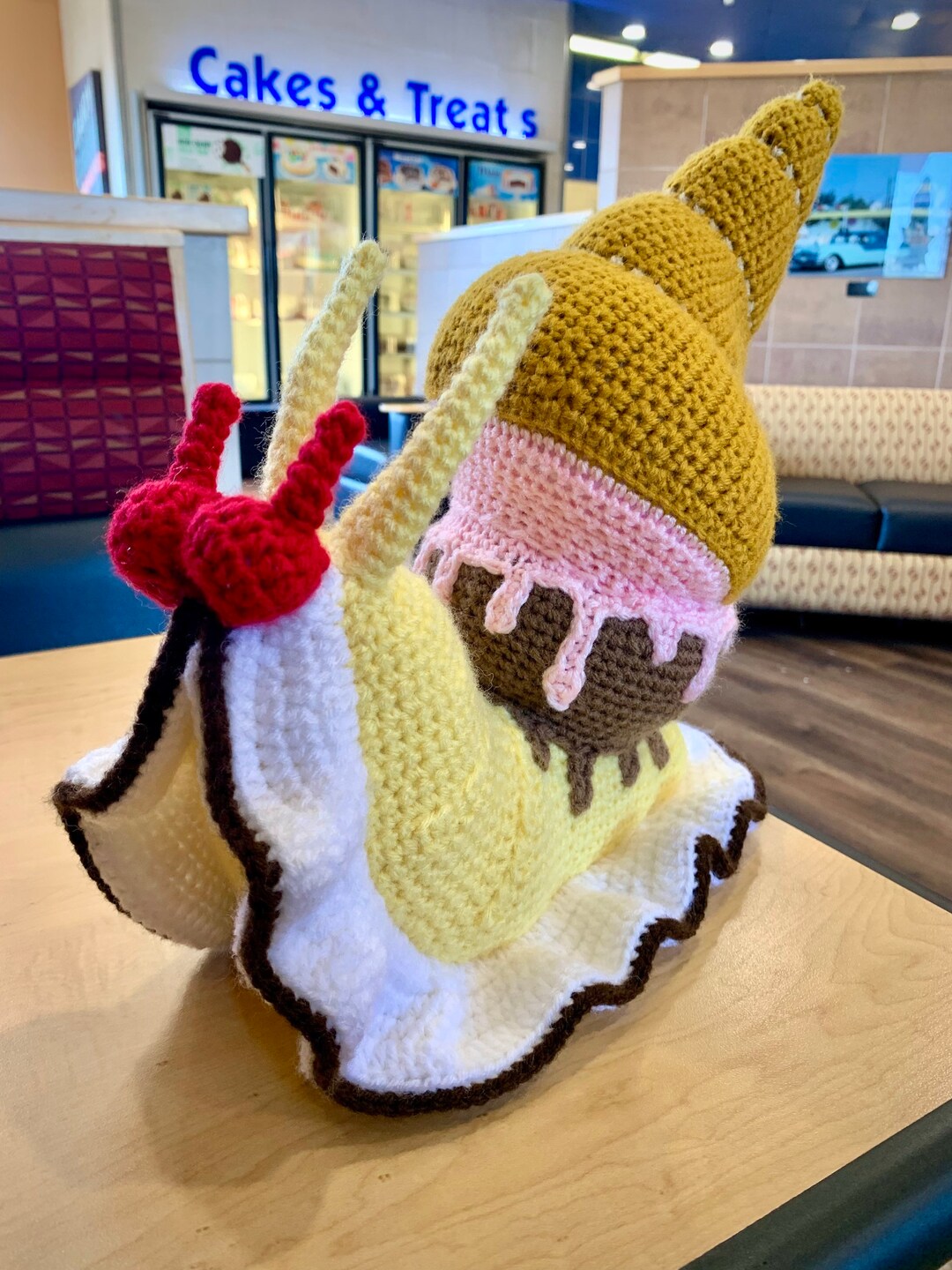 Sundae Split Snail in 'deecue' - Crochet Ice Cream Cone Snail Fantasy ...