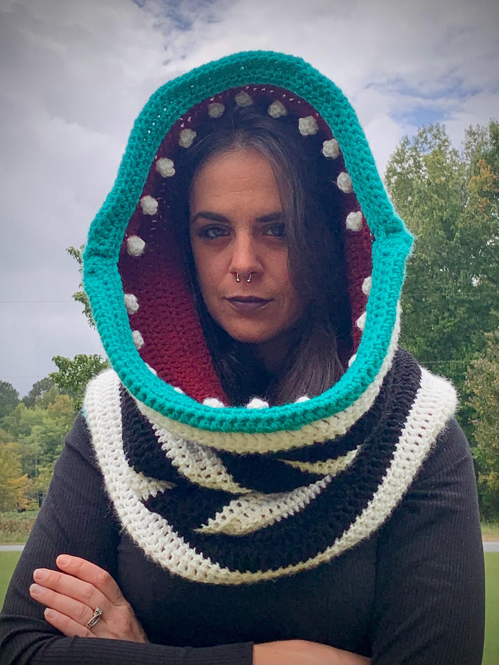 Crochet Sand Worm Cowl - Striped Desert Monster Scarf - Undead Ghost ...