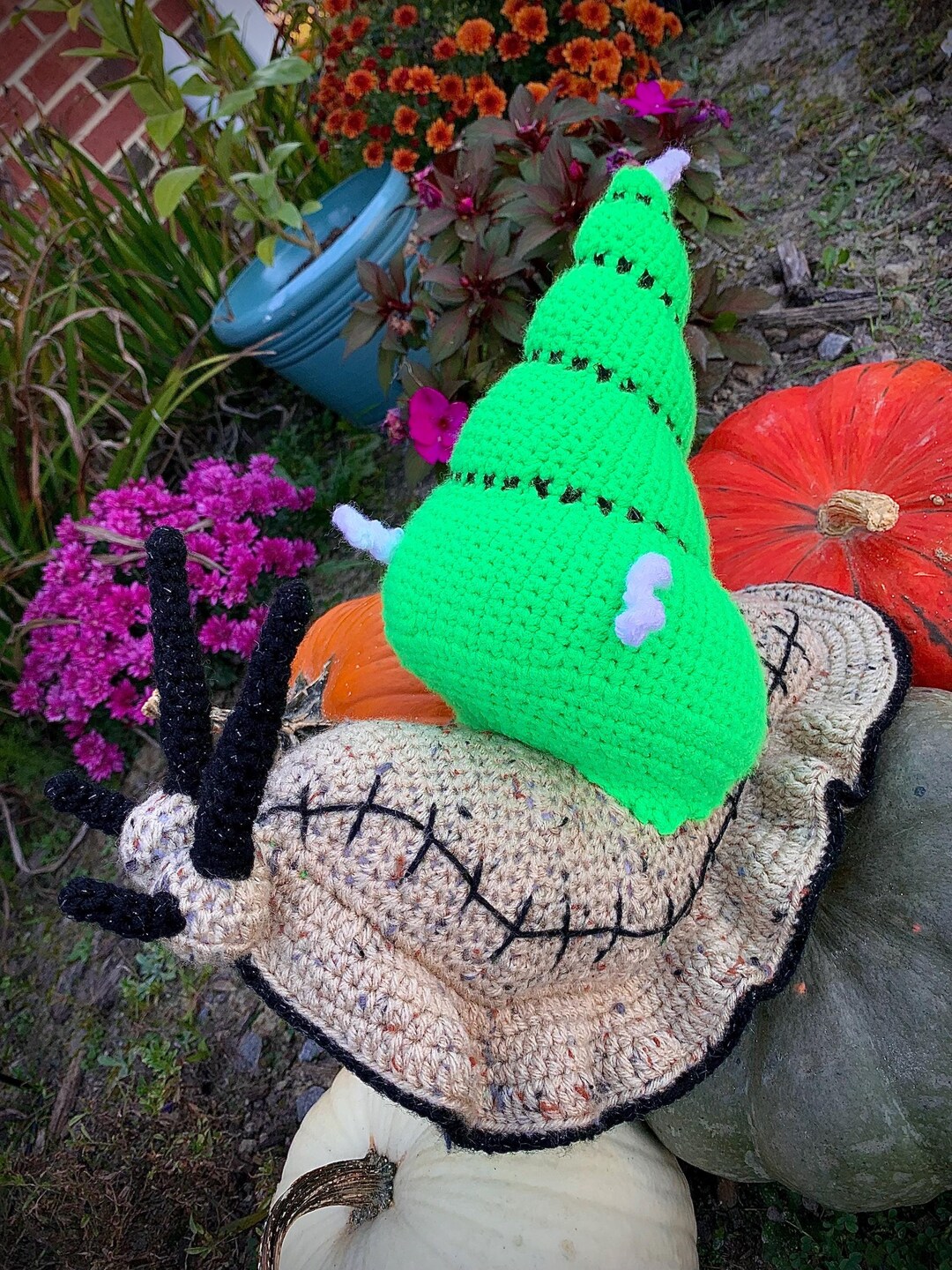 Burlap Chap Giant Snail - Crochet Gastropod Halloween Stuffie - Worm ...