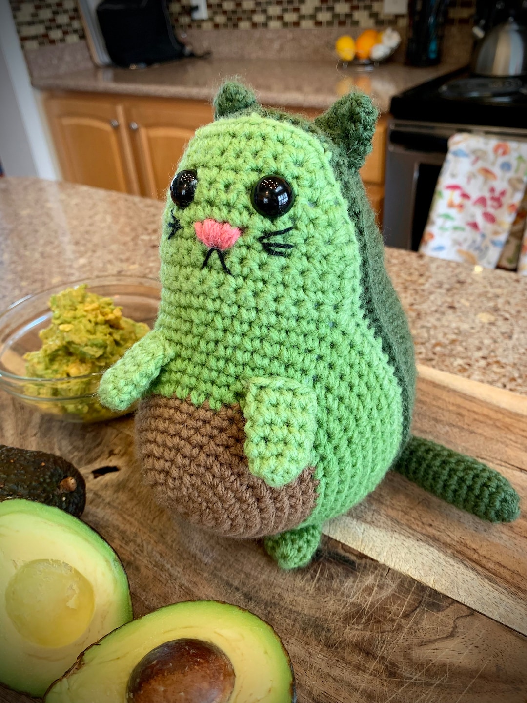 Crochet Avo-cat-o - Stuffed Plush Kitty Cat Avocado - Punny Food Mashup ...