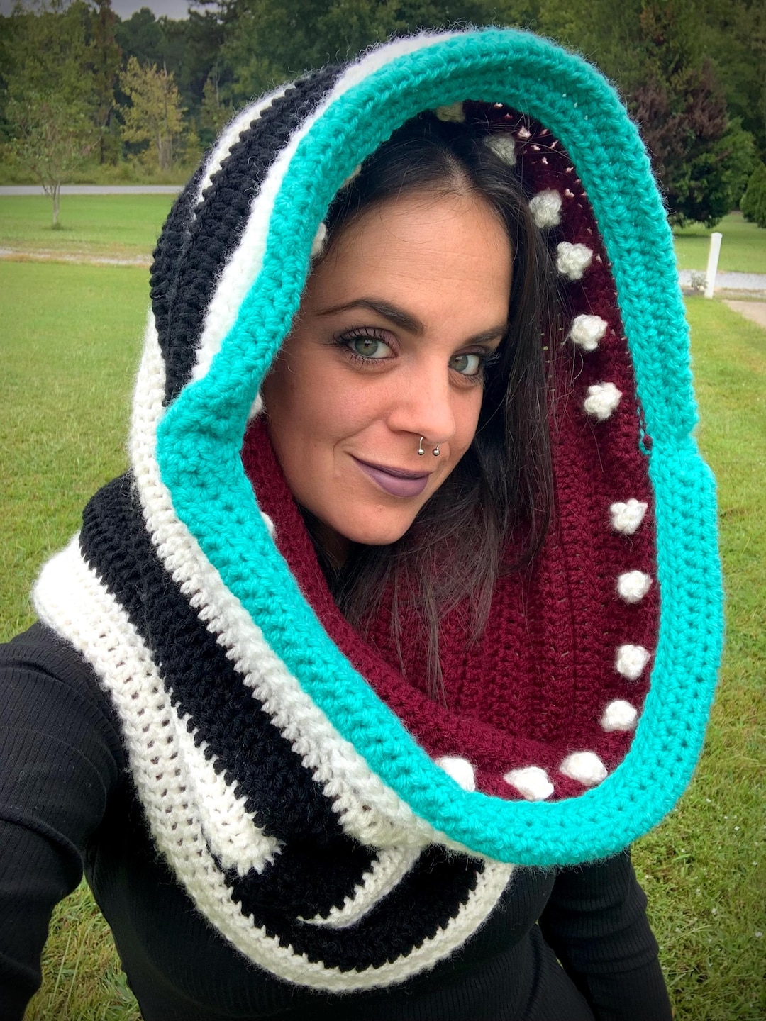 Crochet Sand Worm Cowl - Striped Desert Monster Scarf - Undead Ghost ...