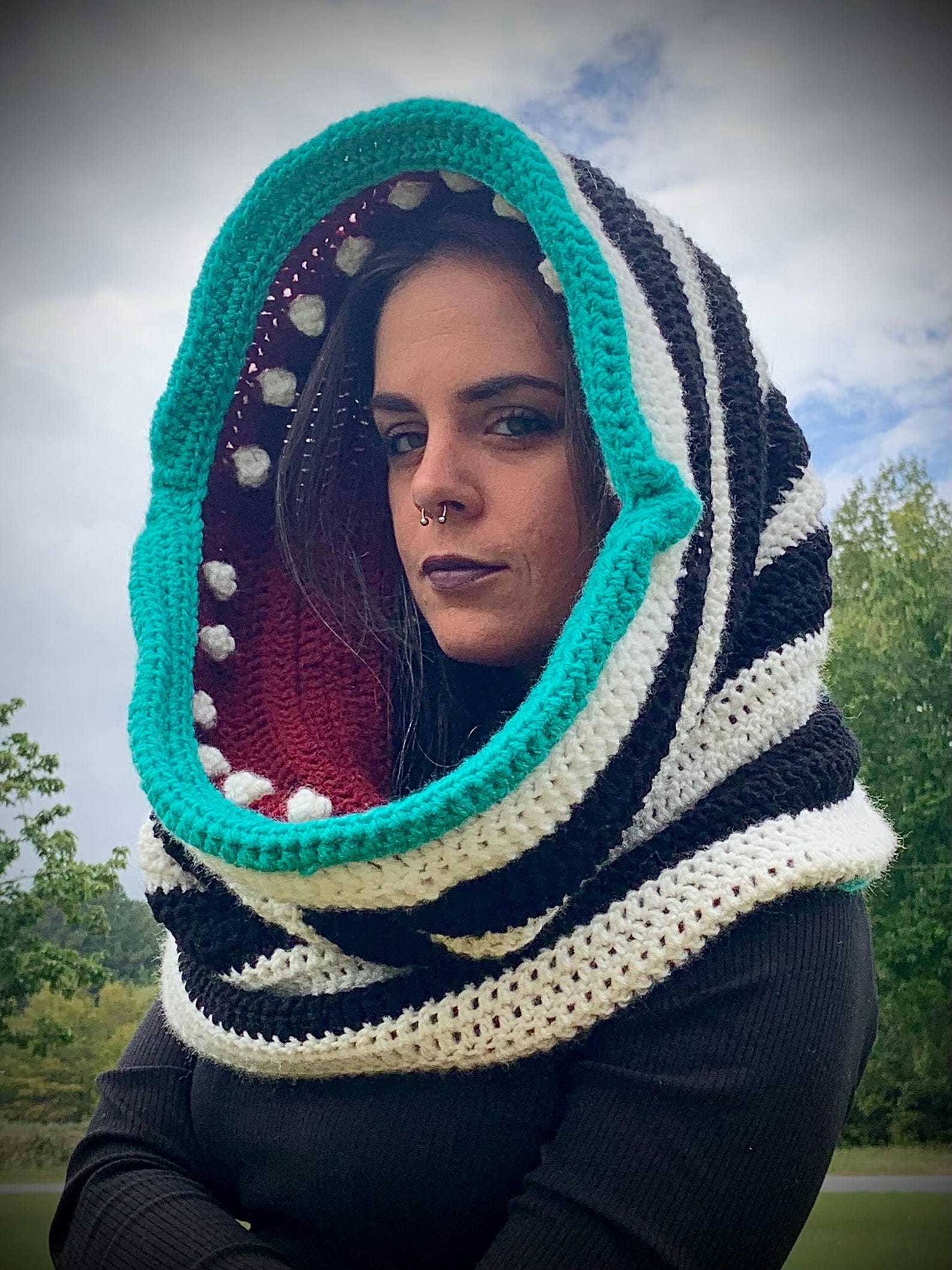Crochet Sand Worm Cowl - Striped Desert Monster Scarf - Undead Ghost ...