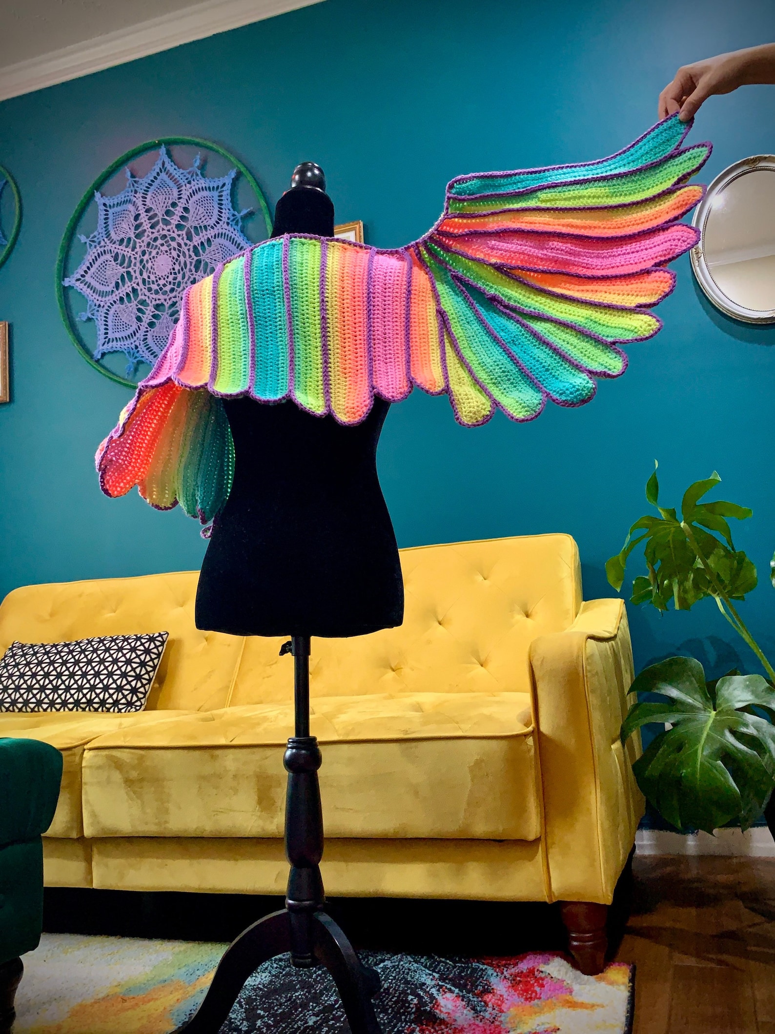 Feather Wing Shawl - Child Sized Crochet Cape - Fairy Angel Bird Wings ...