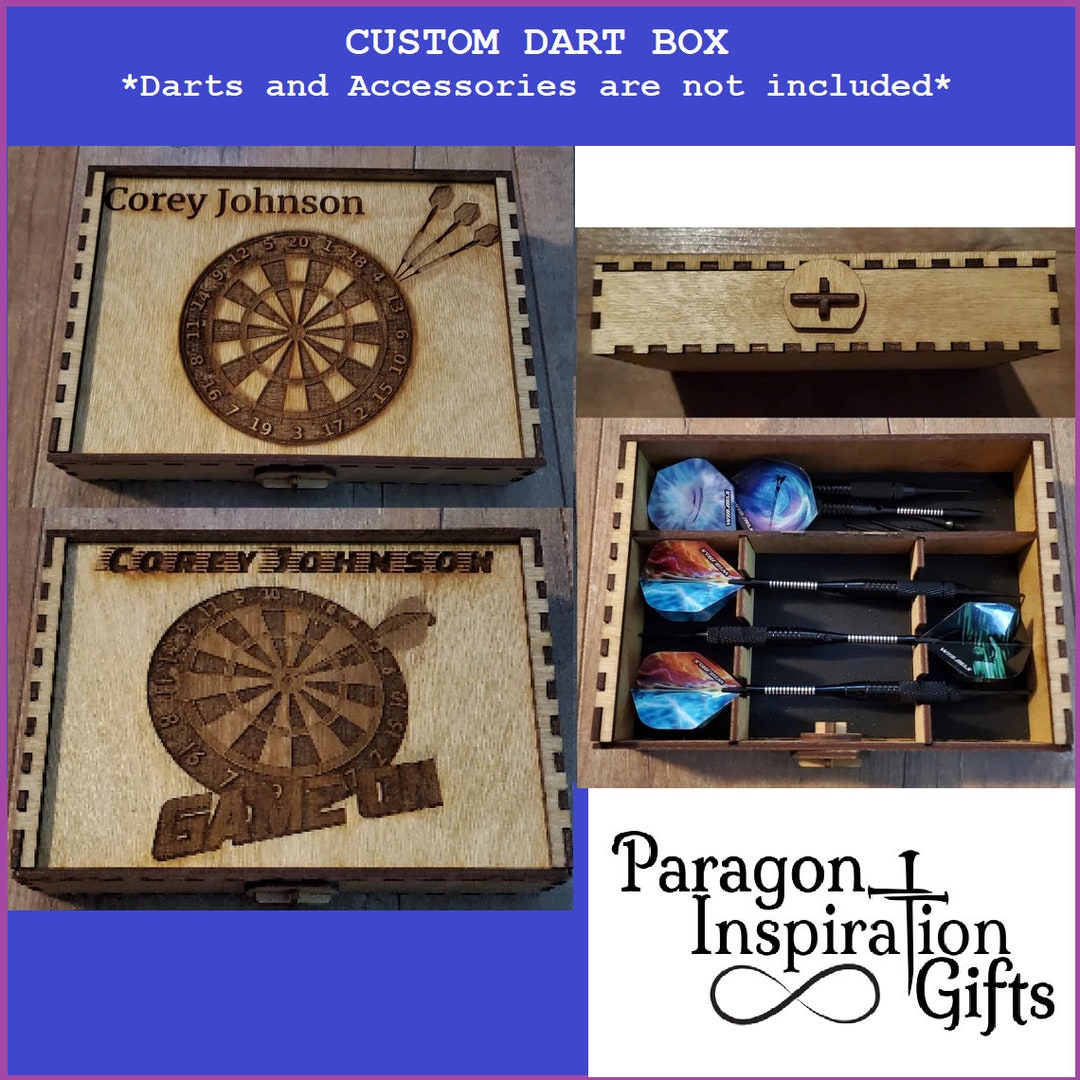 PERSONALIZED DART BOX With Leather Lined Bottom Game Room Decor Dart ...