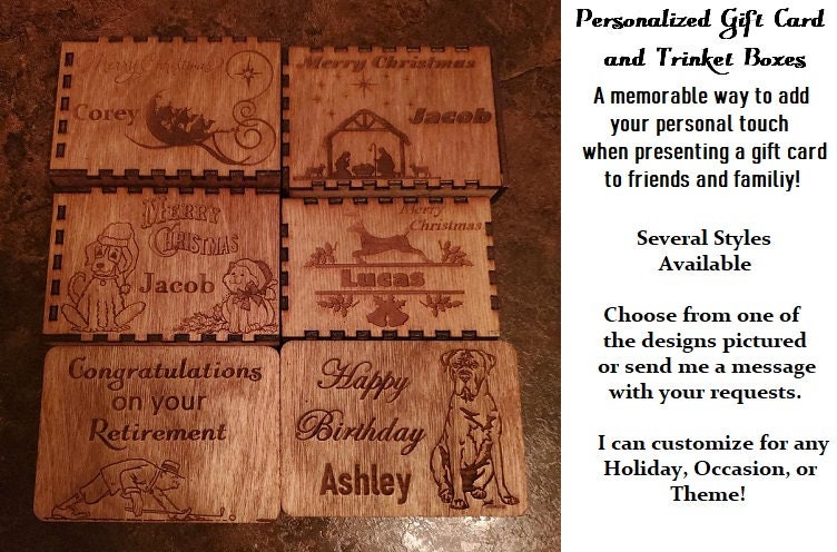 PERSONALIZED Laser Engraved Wood Gift Card Holder Box | Etsy
