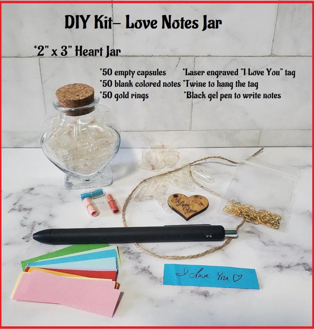 DIY Notes Heart Jar Message in a Glass Bottle, Mother's Day Gift Gift ...