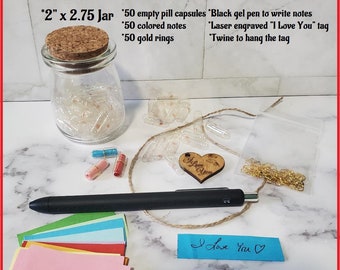 DIY Love Notes Heart Jar Message in a Glass Bottle Girlfriend | Etsy