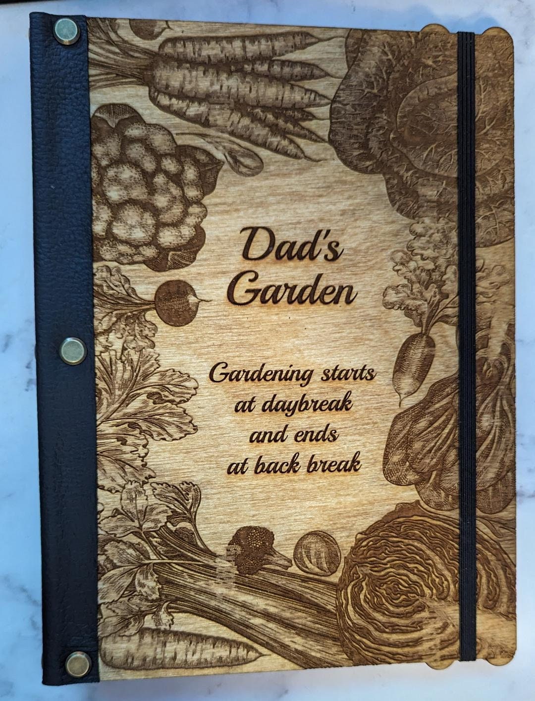 READY TO SHIP Wood and Leather Seed Packet A5 Binder for Dad Fatherr's ...