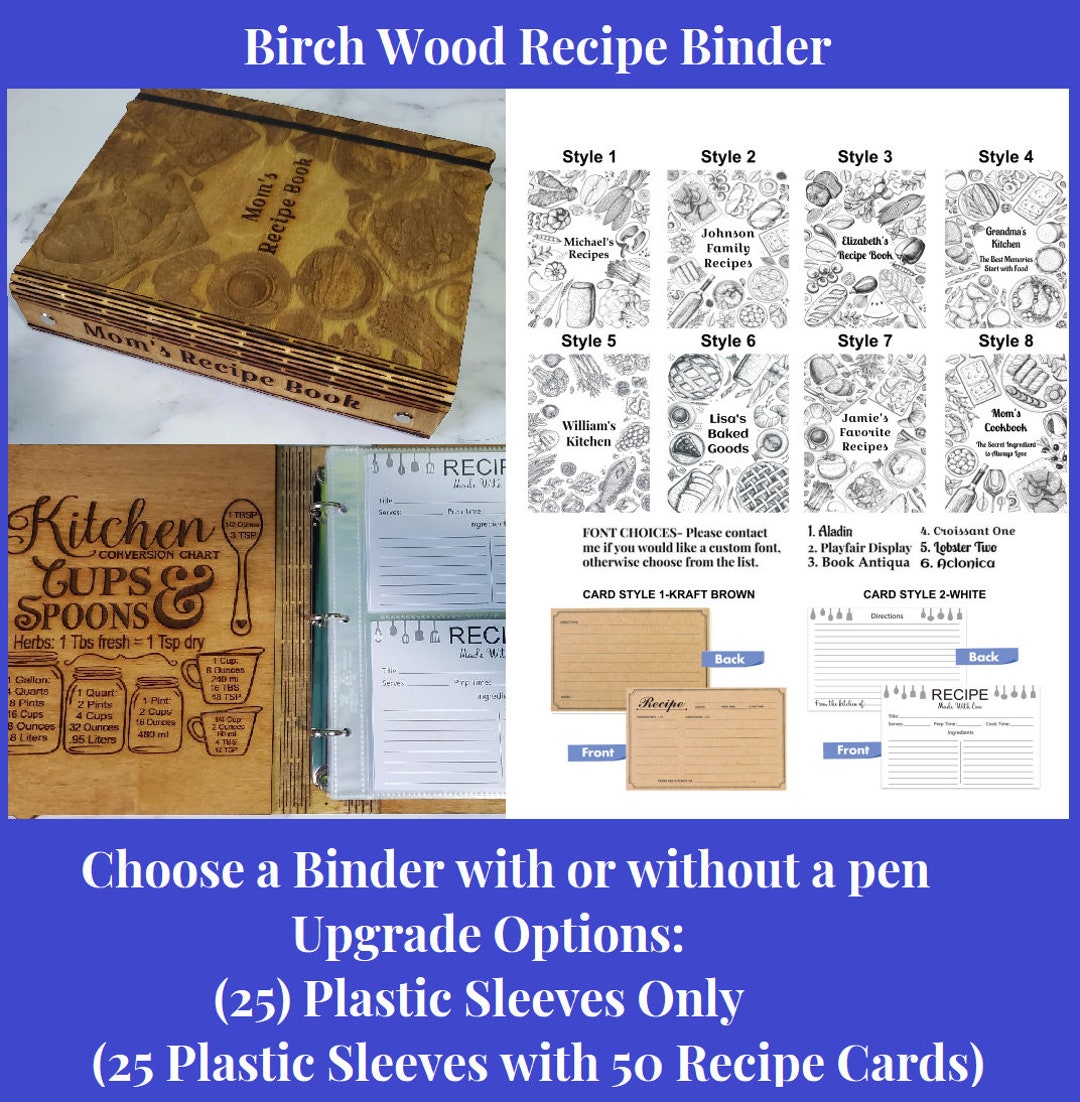 Personalized Laser Engraved A5 RECIPE BOOK Optional 4 X 6 Recipe Cards ...