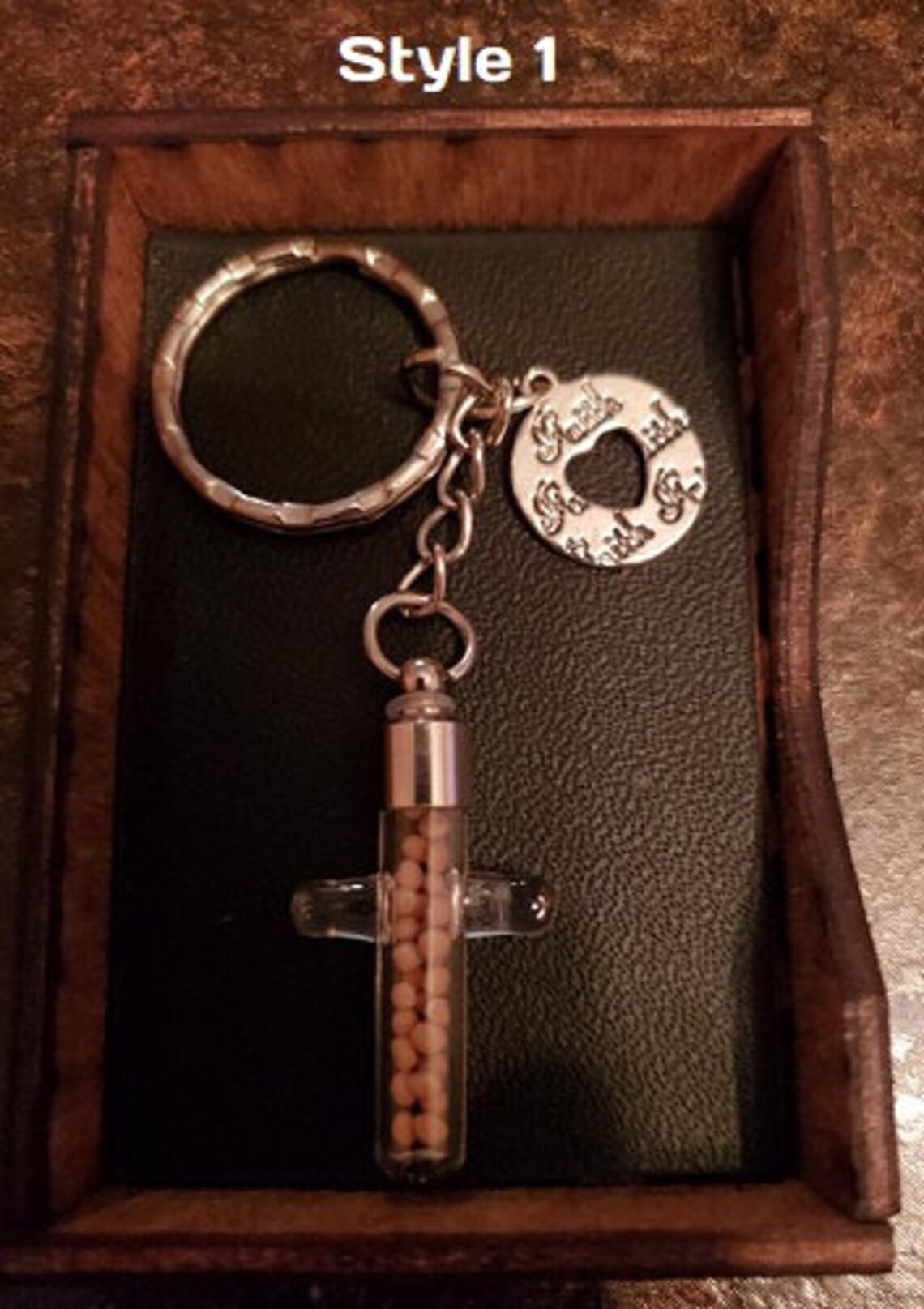 Mustard Seed Keychain With Laser Engraved Wood Sliding Drawer Keepsake ...