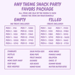 ANY THEME Personalized Party Package - Custom Snack Party Favors ...