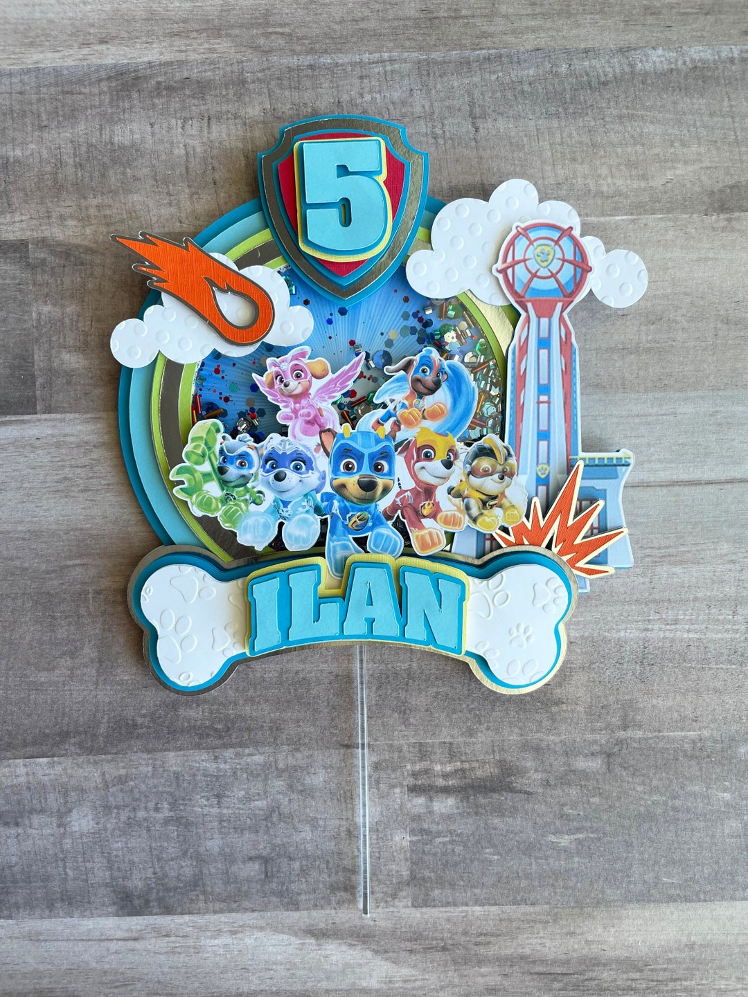 Personalized Super Dogs Shaker Cake Topper - Etsy