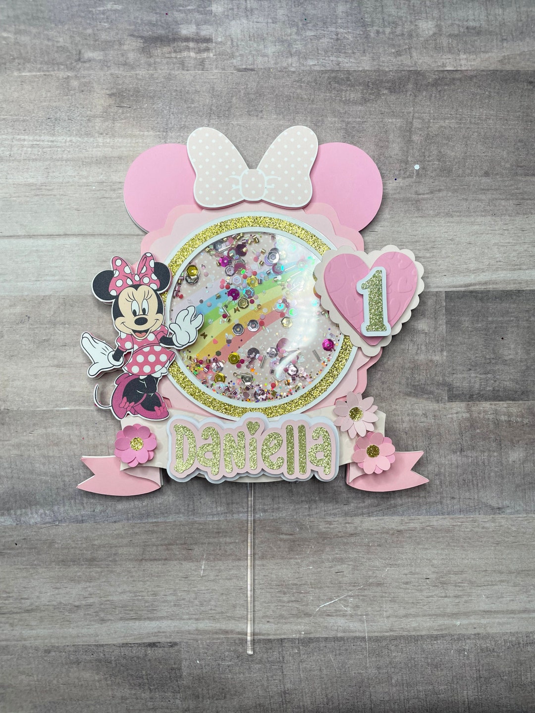 Personalized Minnie Mouse Shaker Cake Topper Minnie Mouse Birthday ...