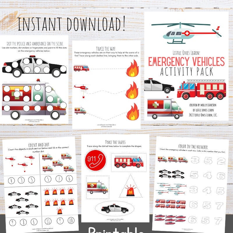 Kids Emergency Worksheets - Etsy