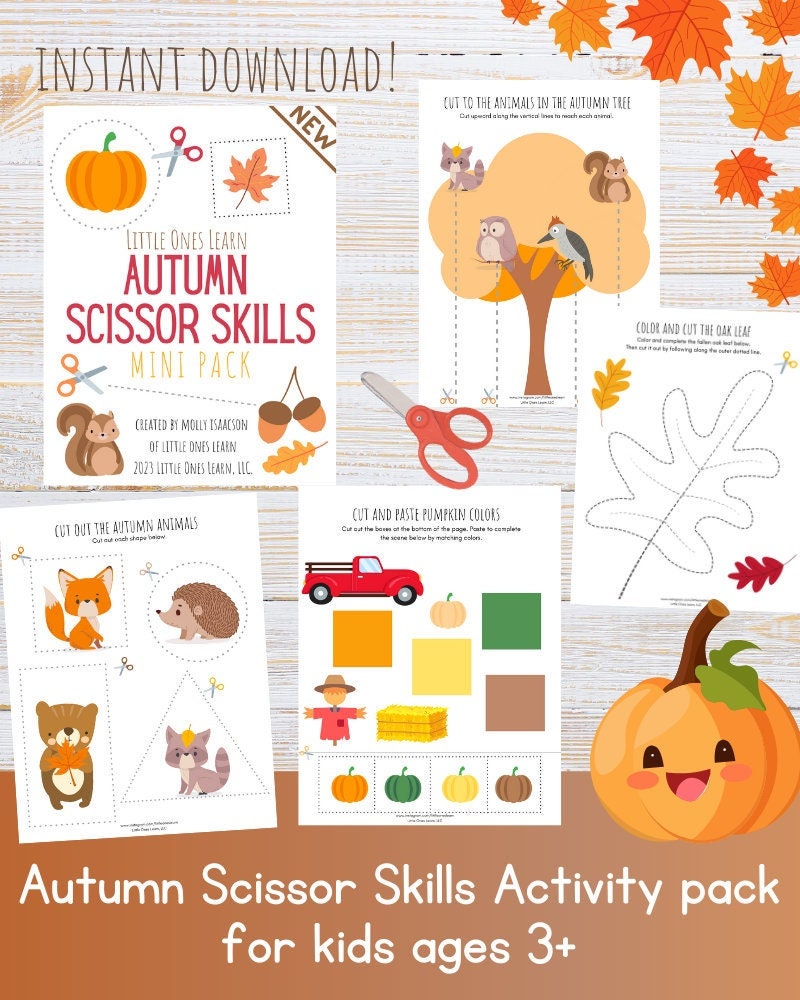 Printable Autumn Scissor Skills Activity Pack for Preschool and ...