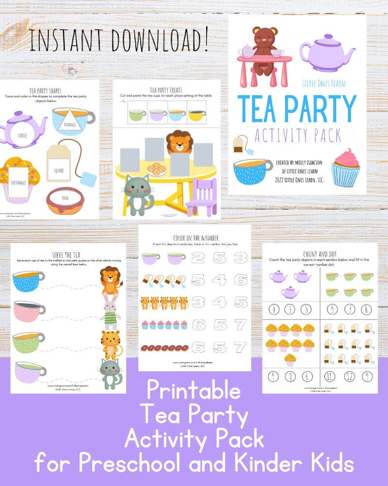 Printable Tea Party Activity Pack: Preschool and Kindergarten ...