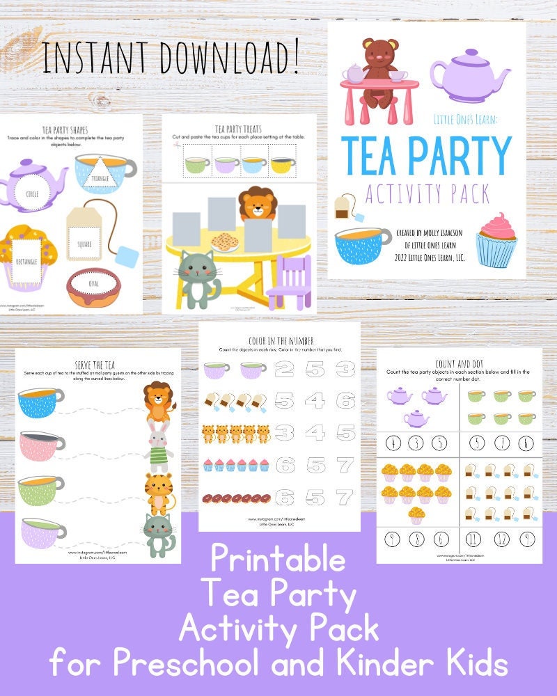Printable Tea Party Activity Pack: Preschool and Kindergarten ...