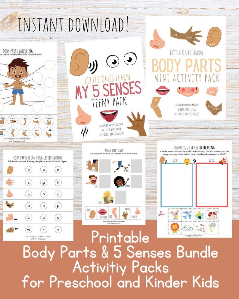 Printable Body Parts and 5 Senses Activities for Kids | Worksheet ...