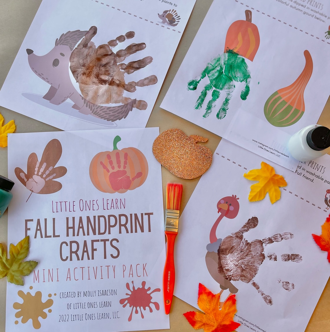 Printable Fall Handprint Crafts for Kids; Autumn Handprint Art for ...