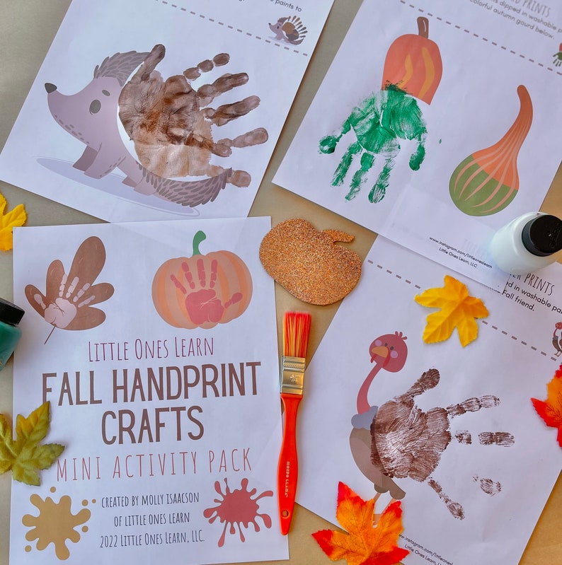 Printable Fall Handprint Crafts for Kids; Autumn Handprint Art for ...