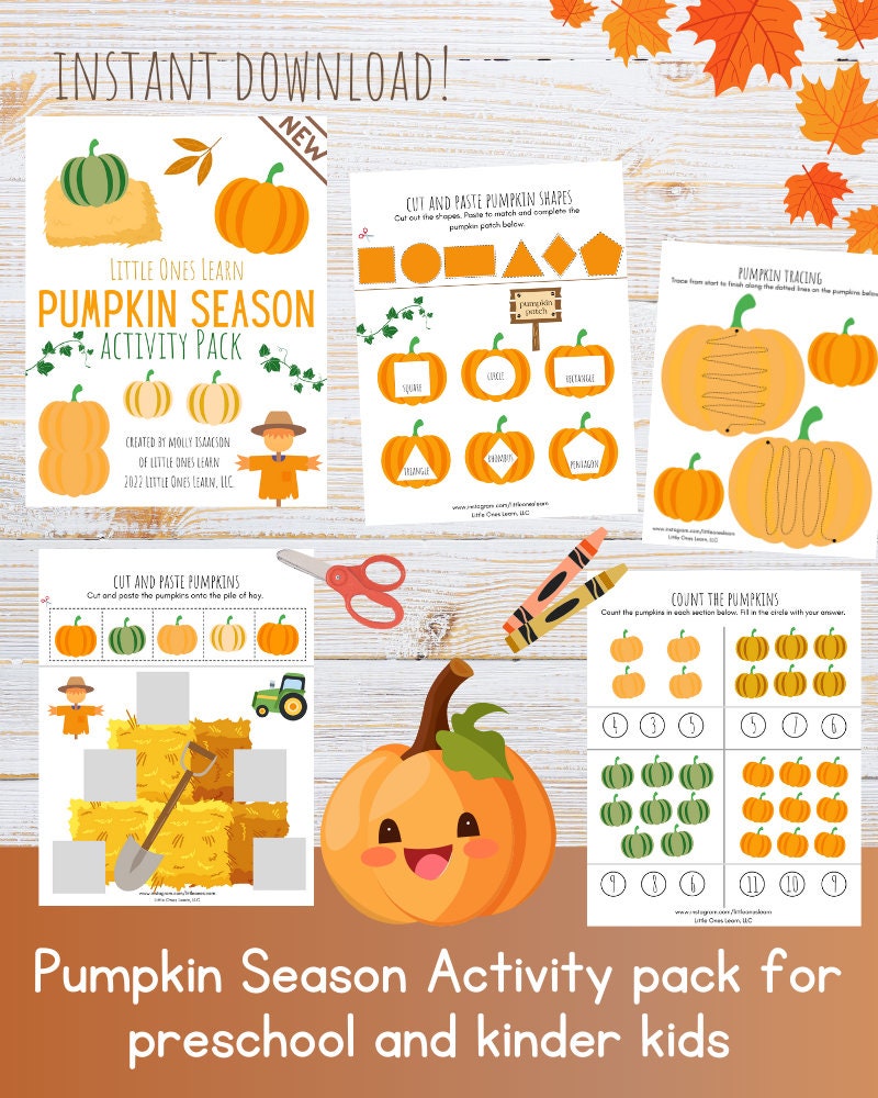 Printable Pumpkin Season Activity Pack for Preschool and Kindergarten ...