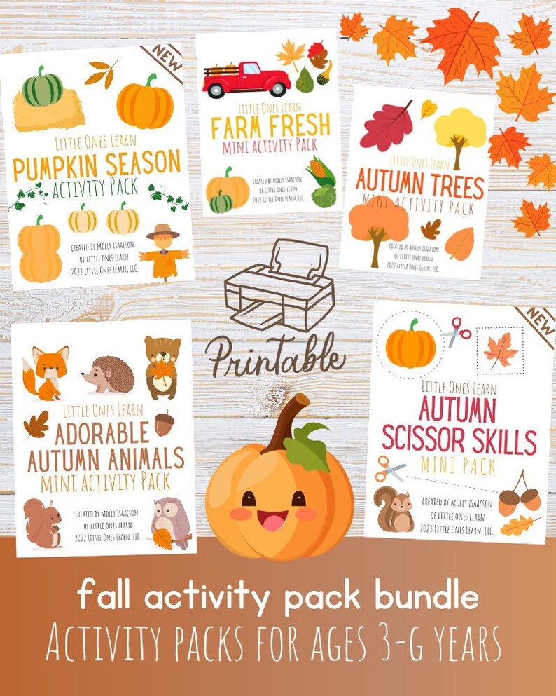 Printable Fall Activity Pack Bundle for Kids; Autumn Learning ...