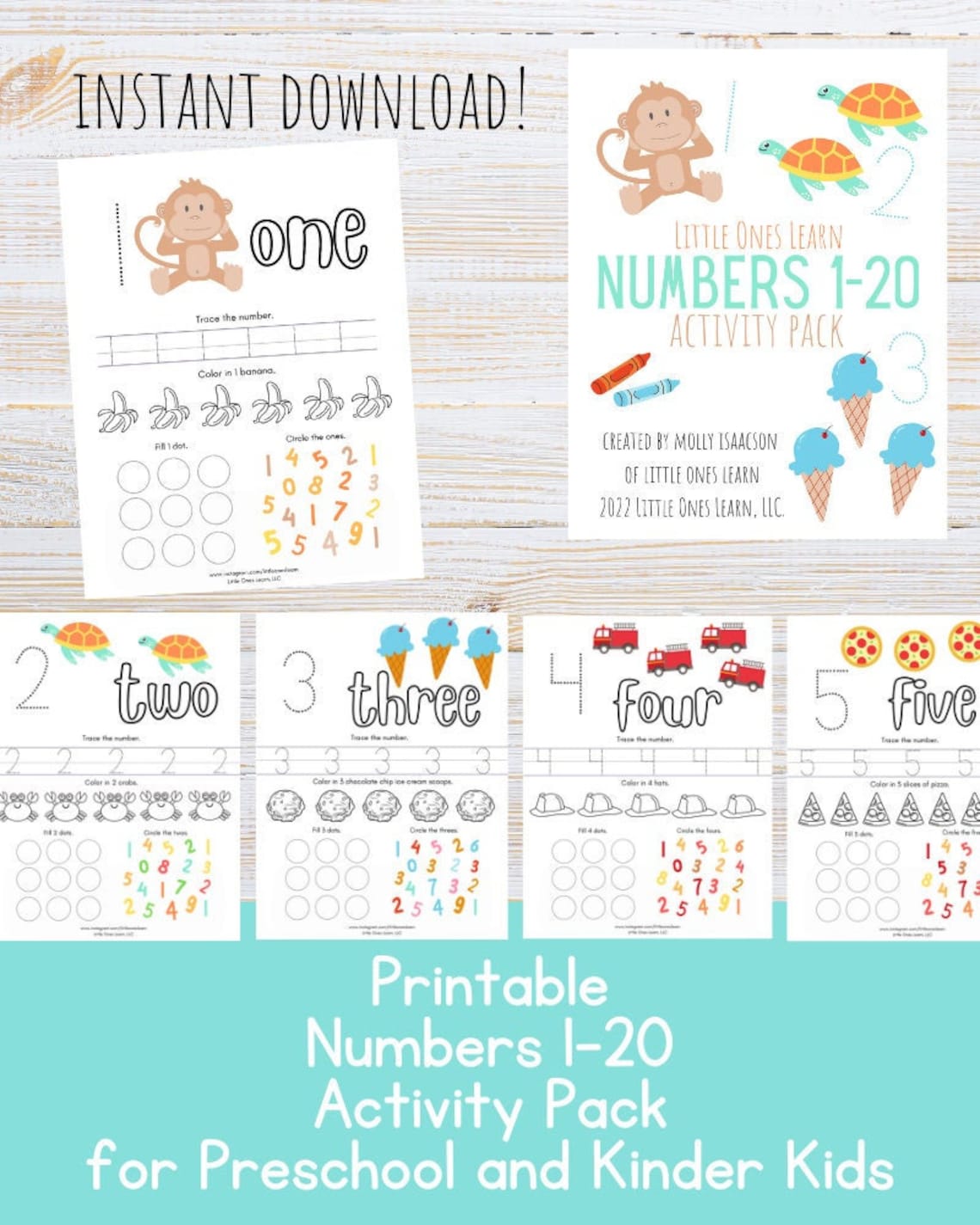 Numbers 1-20 Activity Pack Printables: Trace & Count Number Worksheets ...