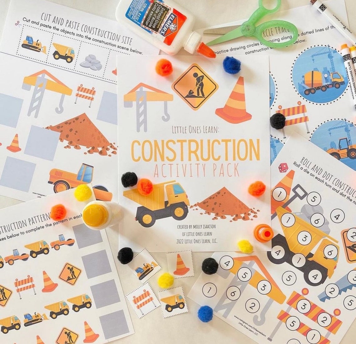 Printable Construction Activity Pack: Construction Site Worksheets for Preschool and ...