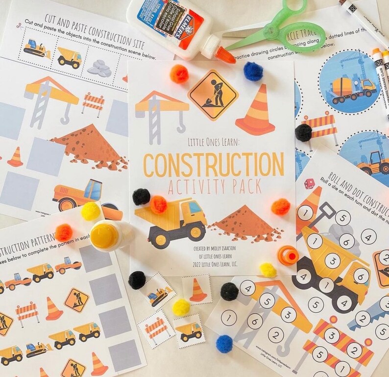 Printable Construction Activity Pack: Construction Site Worksheets for ...