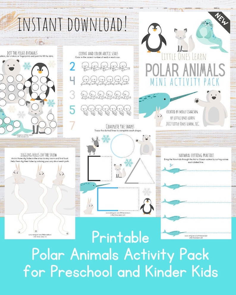 Printable Polar Animals and Arctic Animals Activity Pack Worksheets for ...