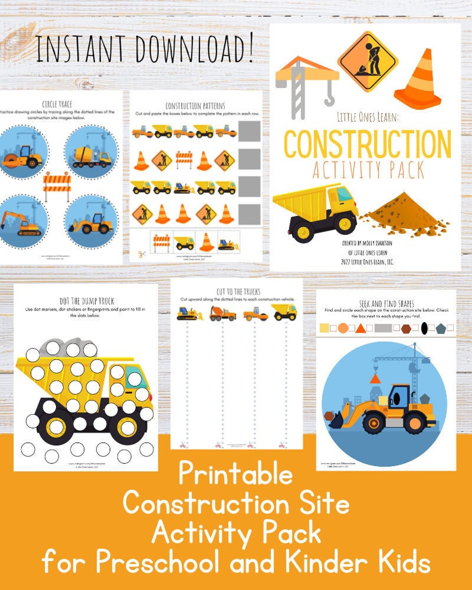 Printable Construction Activity Pack: Construction Site Worksheets for ...