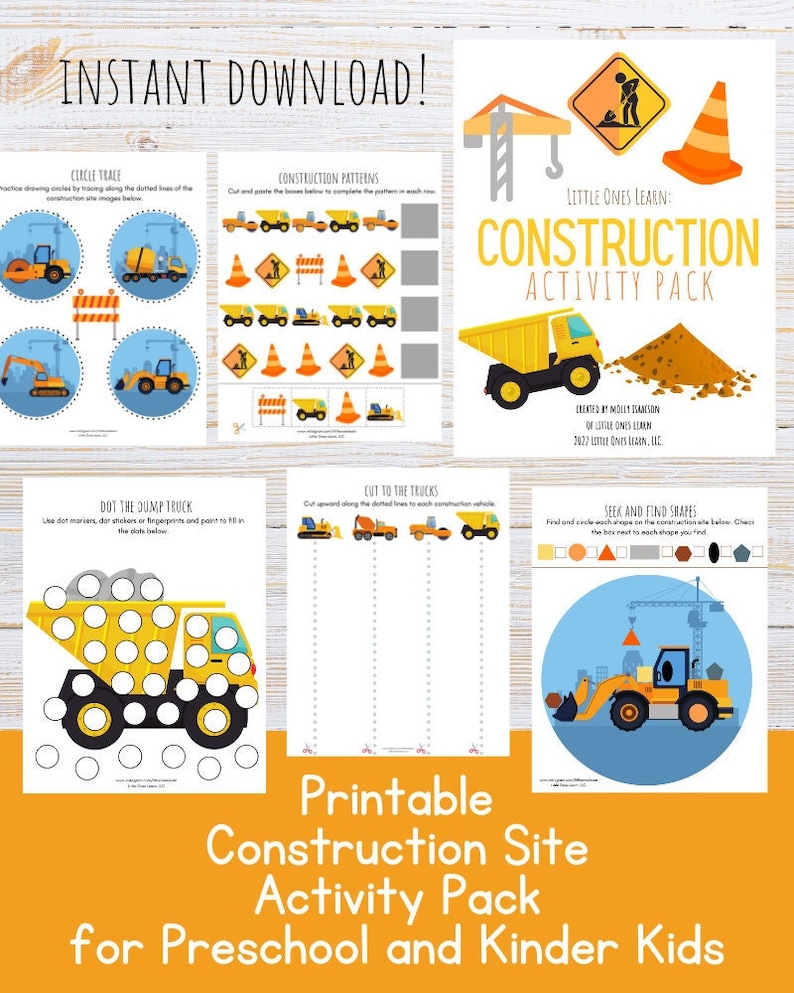 Printable Construction Activity Pack: Construction Site Worksheets for ...
