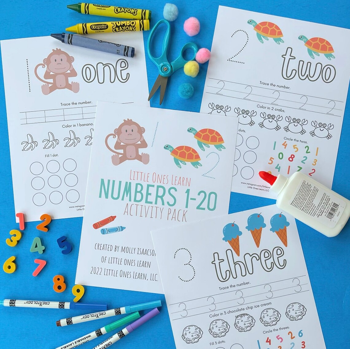 Numbers 1-20 Activity Pack Printables: Trace & Count Number Worksheets ...