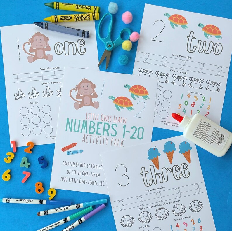 Numbers 1-20 Activity Pack Printables: Trace & Count Number Worksheets ...