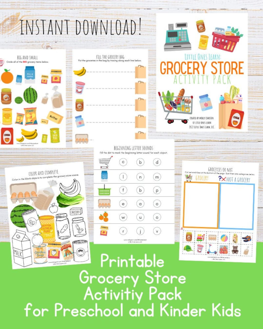 Printable Grocery Store Activity Pack for Preschool and Kindergarten ...