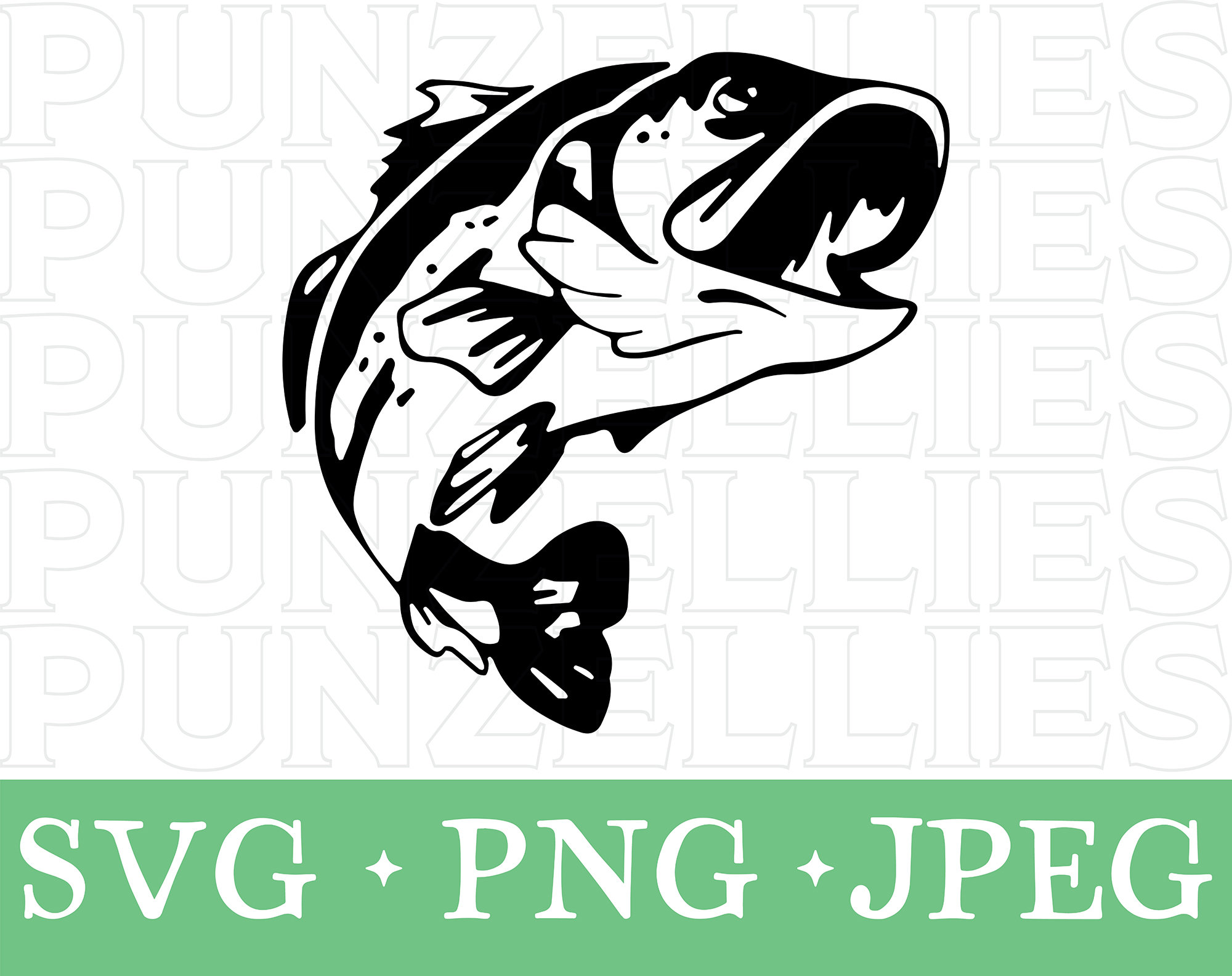 Bass Fish File SVG, PNG, JPEG Files, Fishing Sign, Bass Design, Fish ...