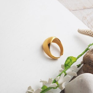 Gold Bold Ring for Women, Gold Dome Adjustable Ring, Statement Ring ...